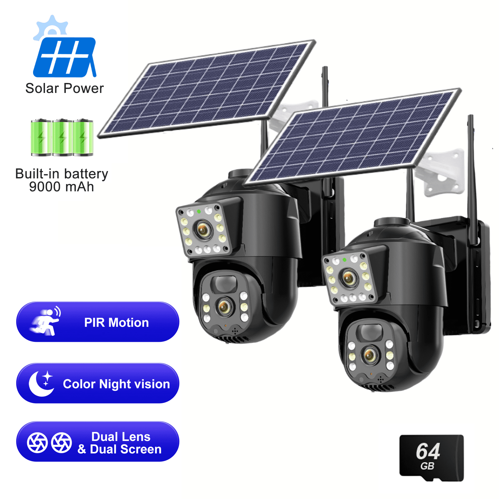 Sansco 4K/8MP Solar Security Camera, 360° View Wireless Outdoor Camera ...