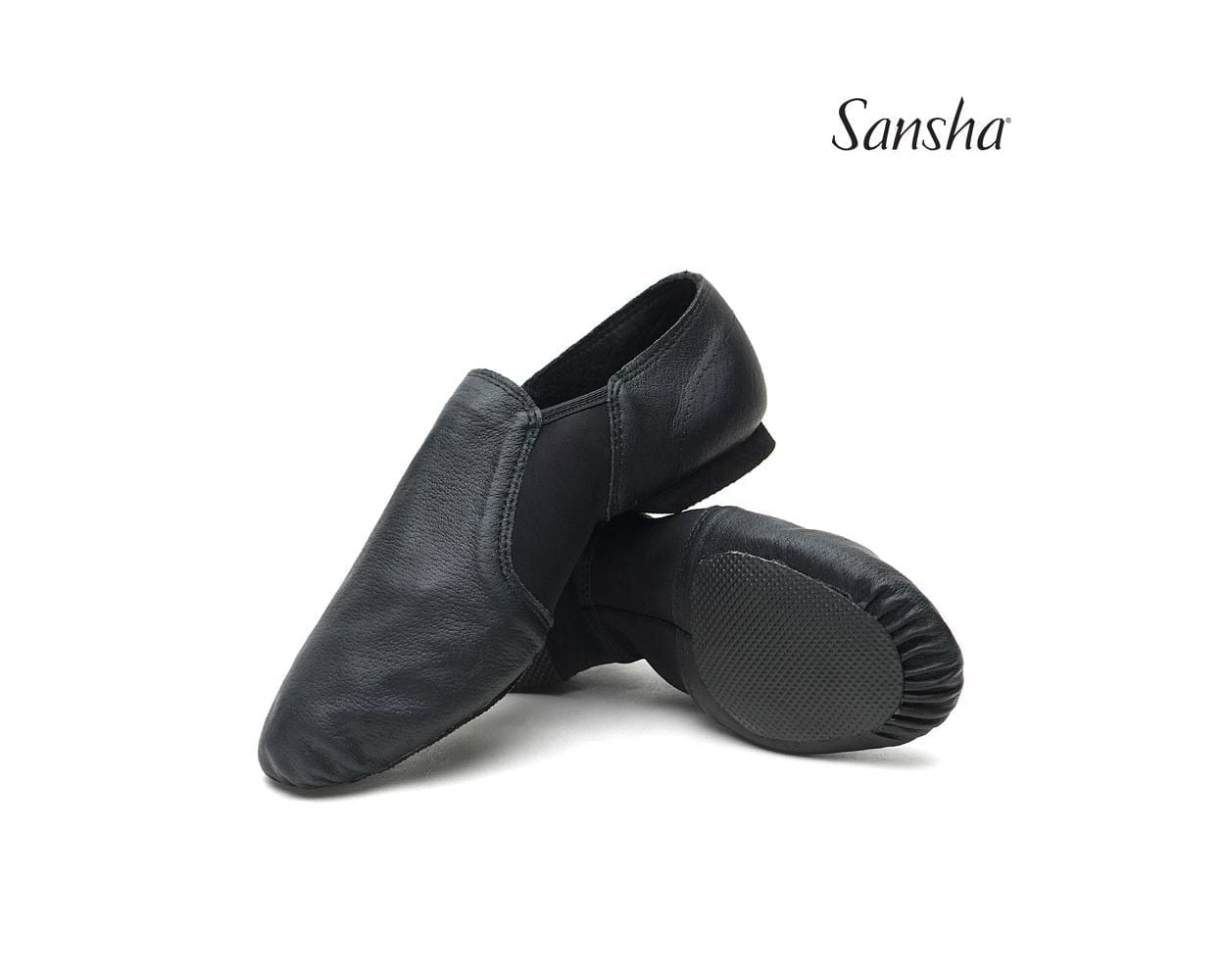 Sansha CHARLOTTE JS21L Unisex Split-Sole Leather Jazz Shoes, Slip-On ...