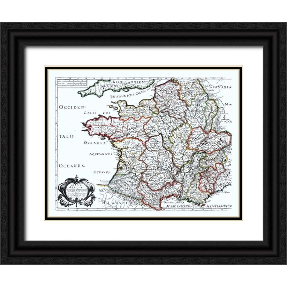 Sanson 24x19 Black Ornate Wood Framed with Double Matting Museum Art ...