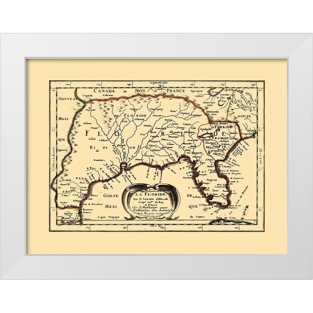 Sanson 24x19 White Modern Wood Framed Museum Art Print Titled - Florida ...