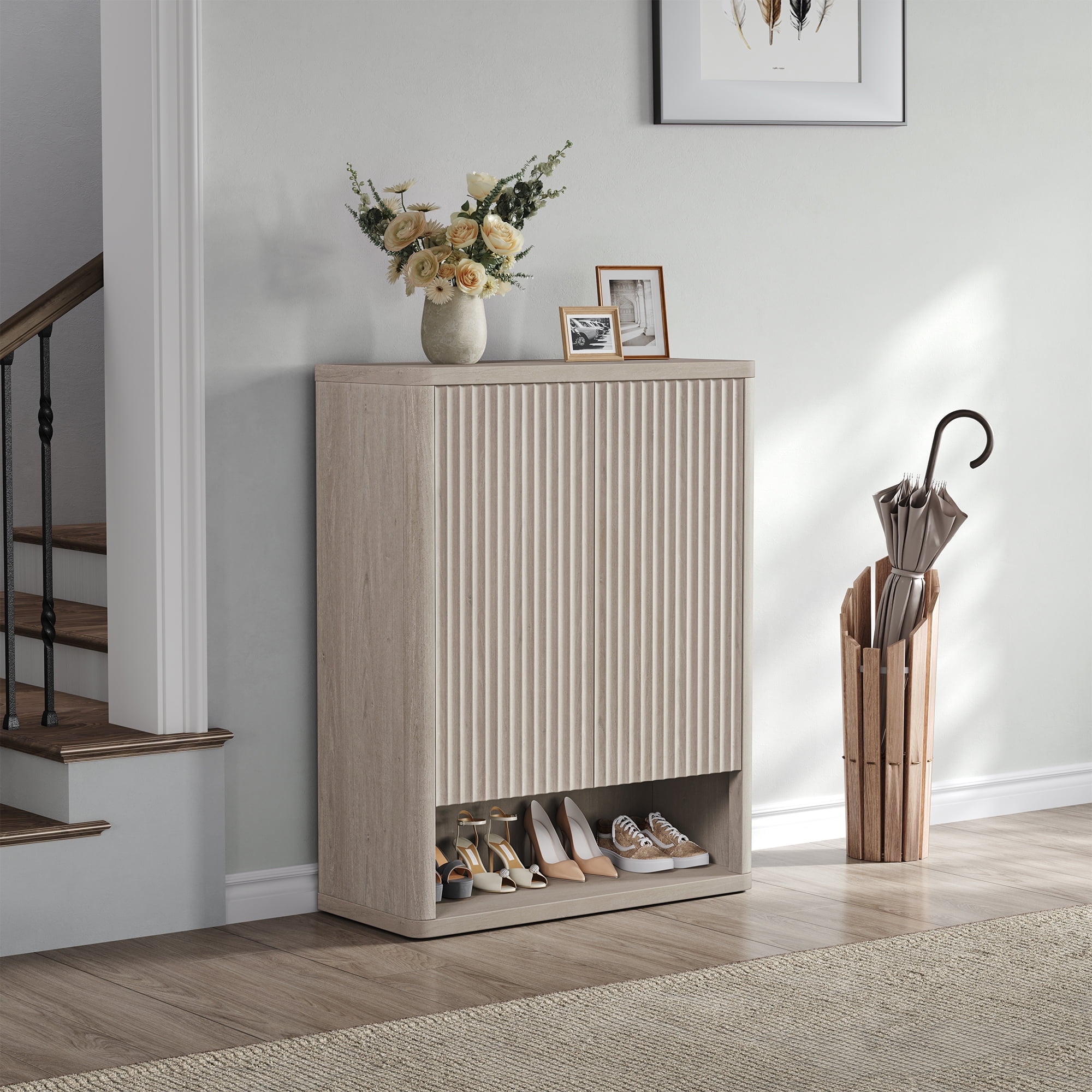 Sanspredet 44.9" Tall Shoe Storage Cabinet Modern Entryway Organizer ...