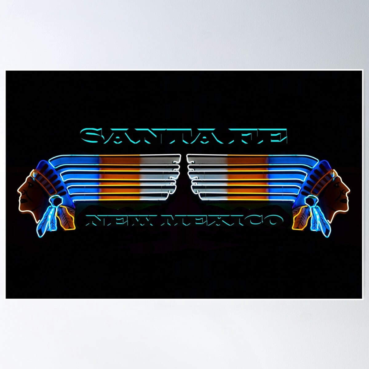 Sant Fe New Mexico Dual Indians Poster Wall Art, Modern Wall Decor For ...