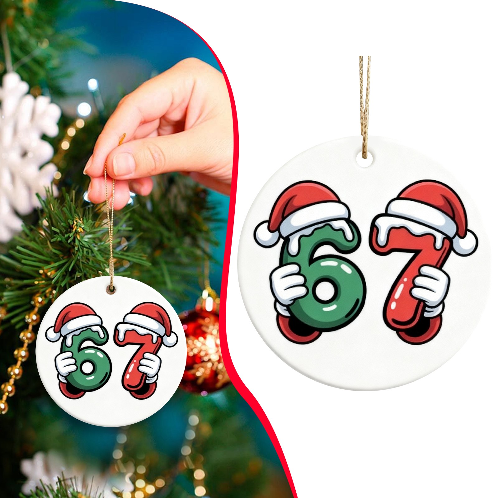 Santa 6 7 Ornament, Santa Says Six Seven Hanging Xmas Ornament, 6 7 Six ...