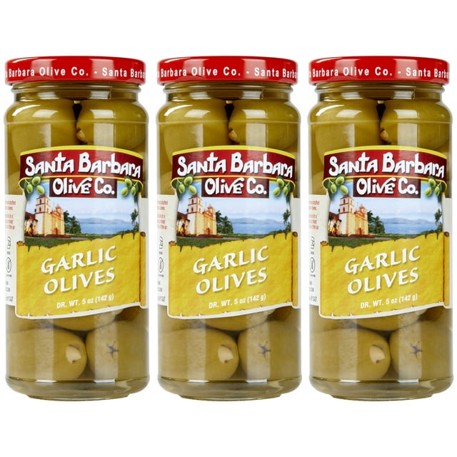 Santa Barbara Snacking 3pk Garlic Stuffed Olives 5oz - Walmart.com