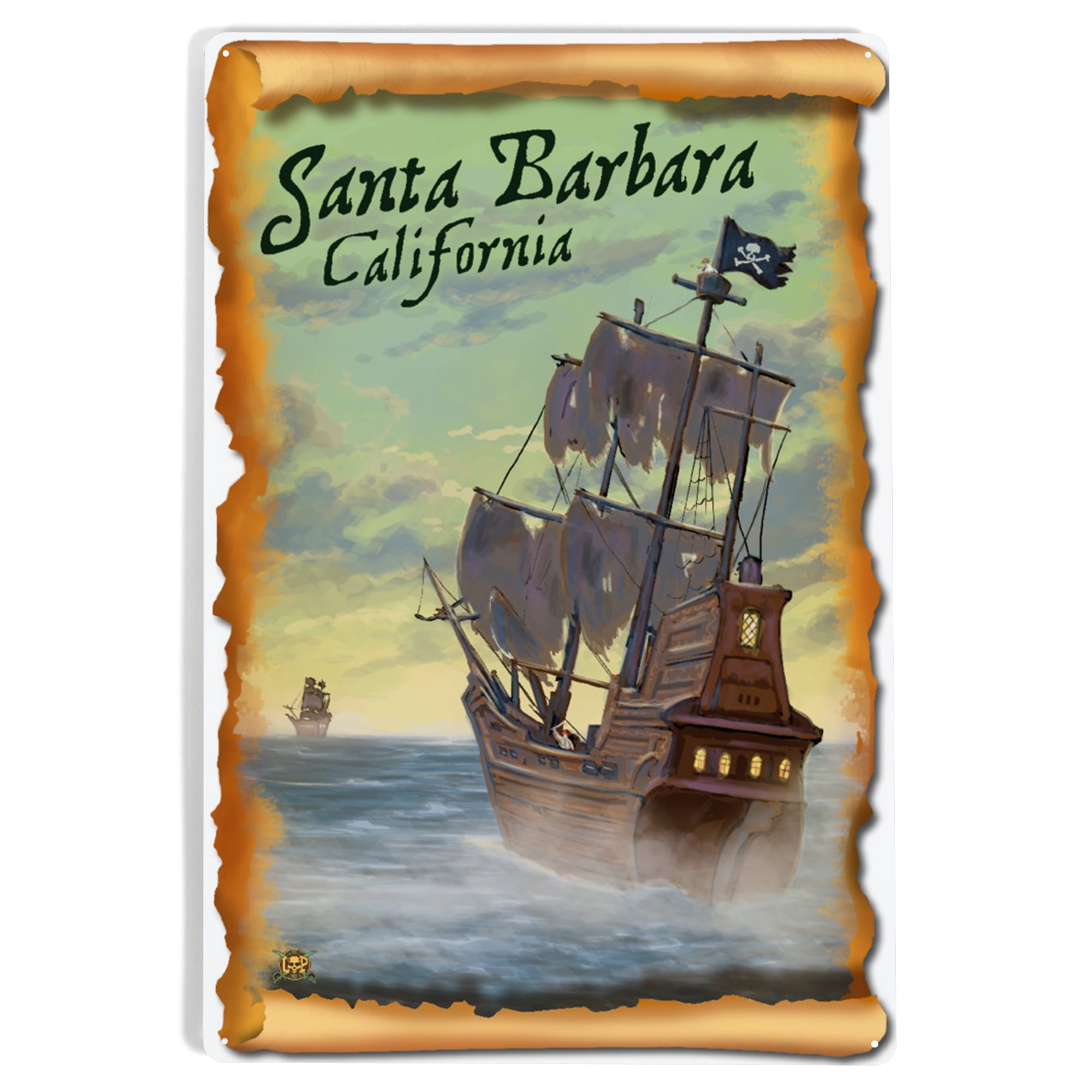 Santa Barbara, California, Pirate Ship (12x18 Aluminum Art, Indoor ...