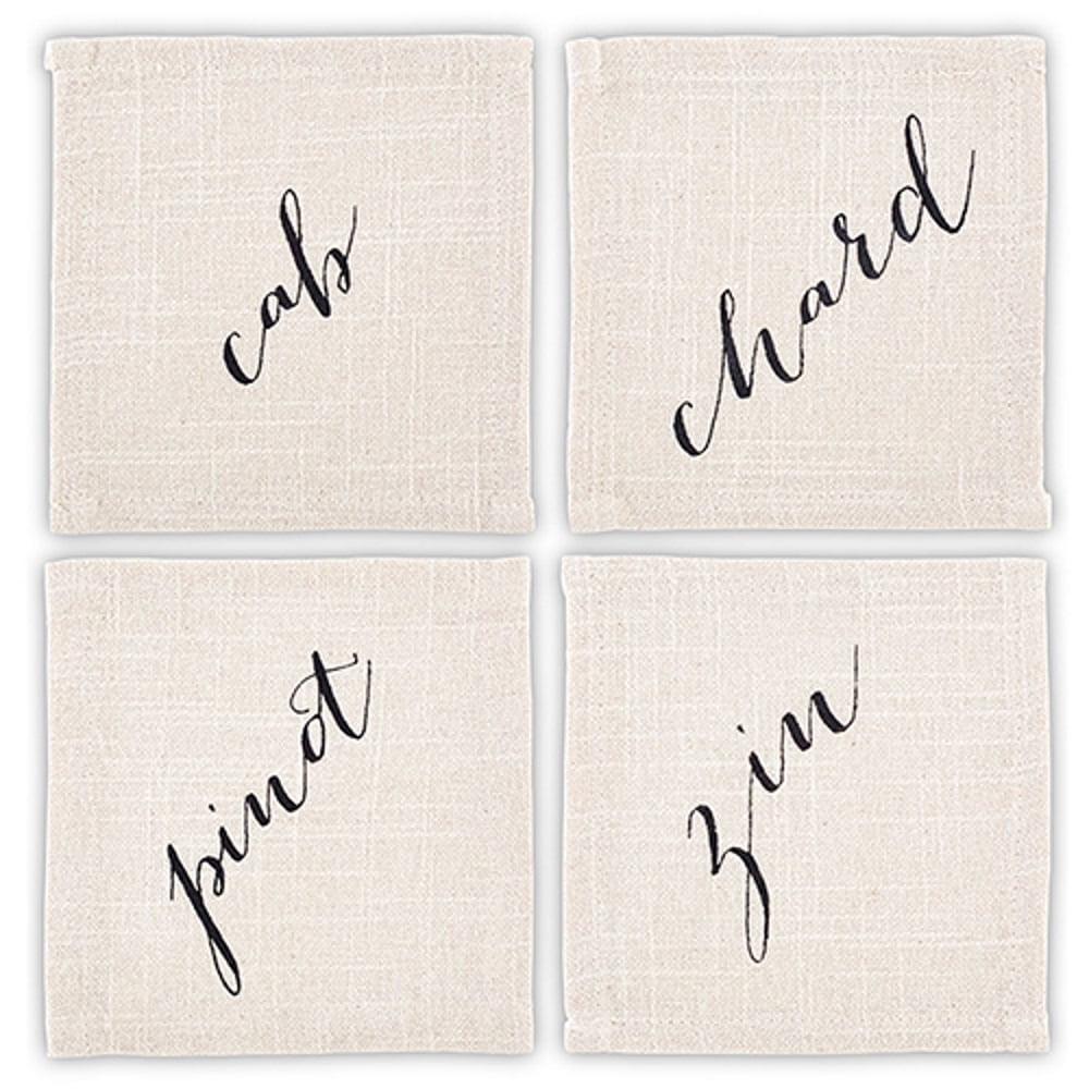 Santa Barbara Fabric Cocktail Napkin Set - Zin, Chard, Cab, Pinot ...