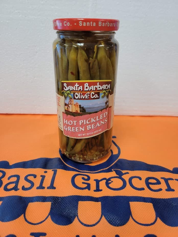 Santa Barbara Hot Pickled Green Beans KKS1 16 oz Jar -Kosher - Gluten ...