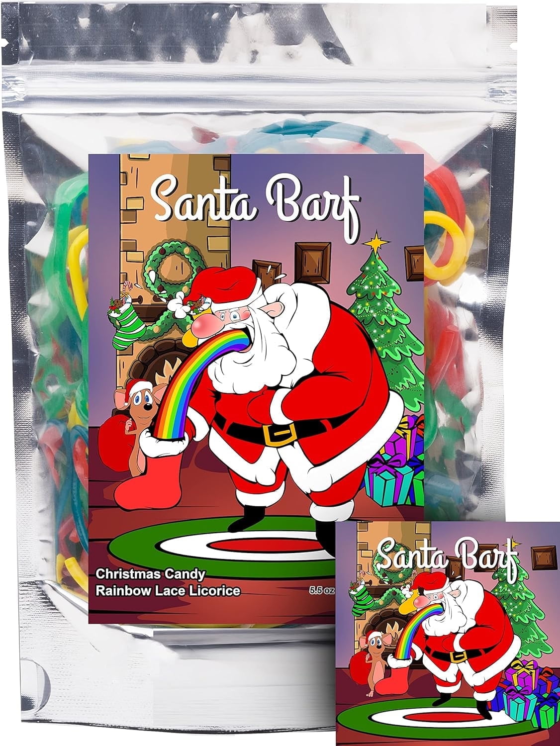 Santa Barf Rainbow Lace Licorice Funny Unique Christmas Stocking Stuffer Gag Birthday Girl, Boy ...