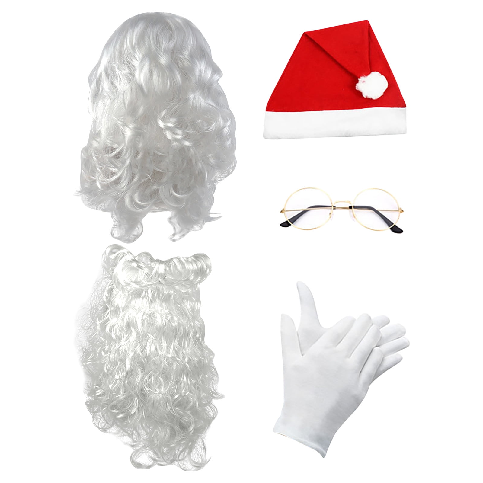 Santa Beard and Wig Set, Deluxe Santa Claus Costume Accessory ...