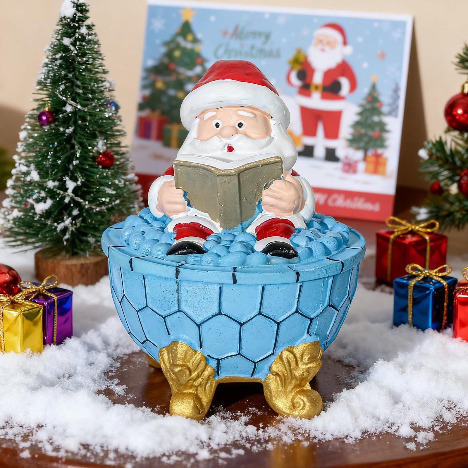 Santa Bubble Bath Lamp, Christmas Santa Reading a Book Bubble Bath Lamp ...