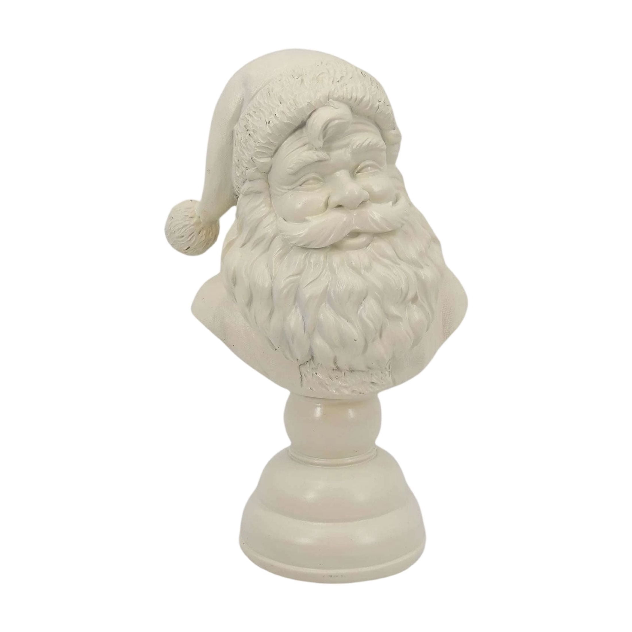 Santa Bust Christmas Tabletop Ornament, White Resin Santa Claus Half ...