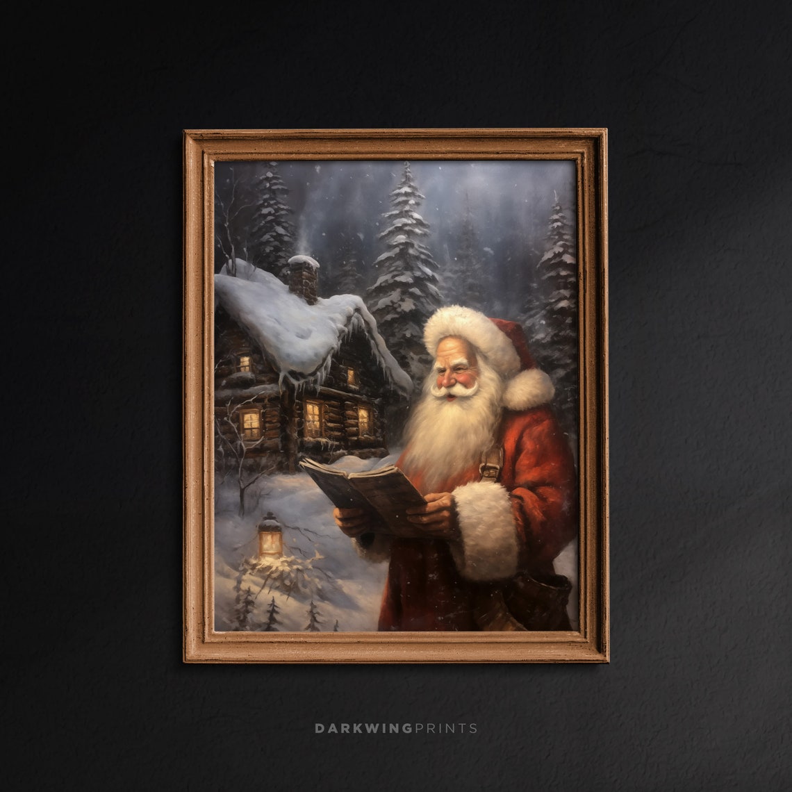 Santa Checking His List, Winter Wall Art, Santa Print, Winter Decor ...