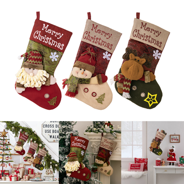 Coolmade 3D Plush Santa, Snowman, Reindeer Christmas Stockings, Multi ...