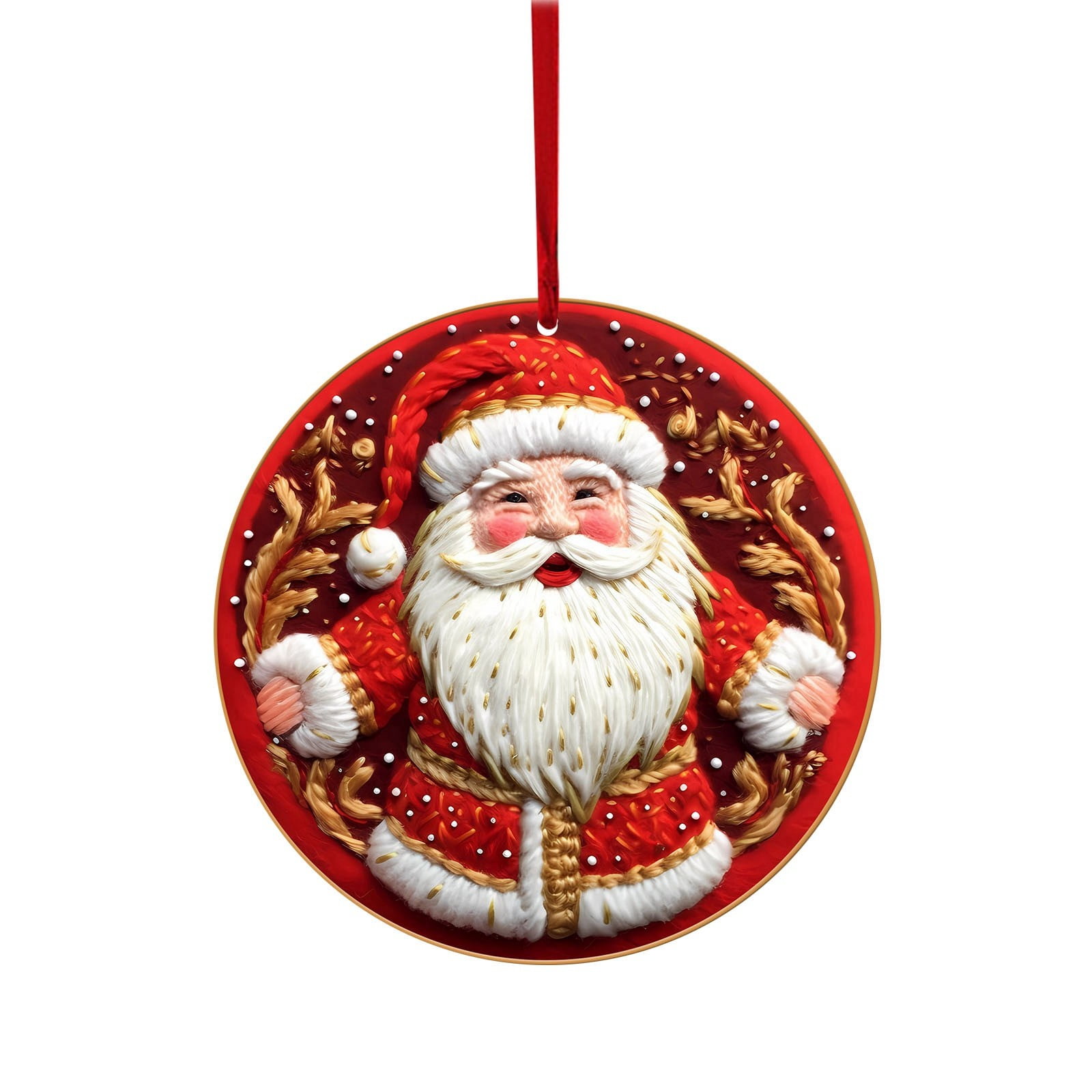 Santa Christmas Tree Round Pendant Round Acrylic Cartoon Digital ...