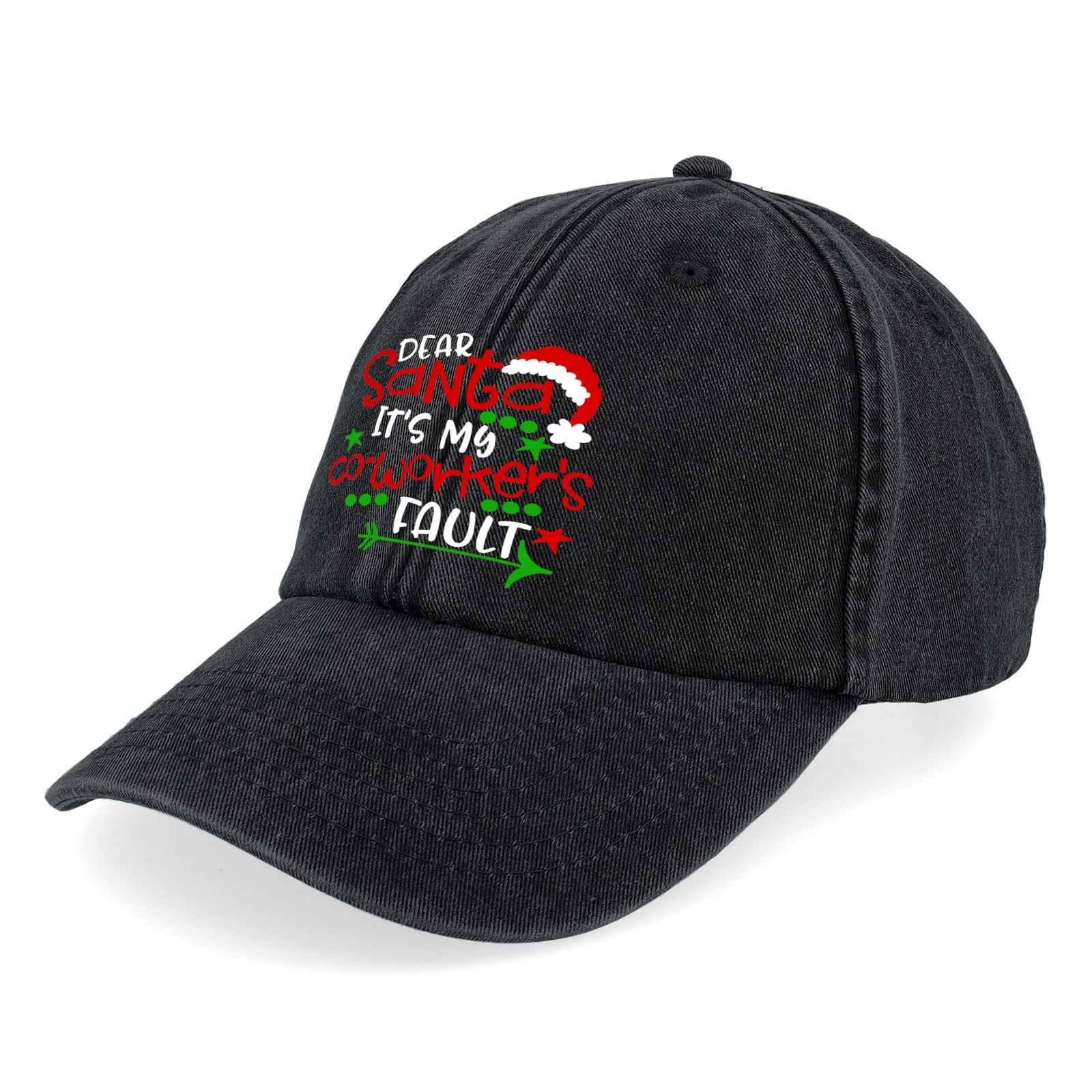 Santa Christmas Washed Baseball Cap Distressed Denim Cotton Dad Hat ...