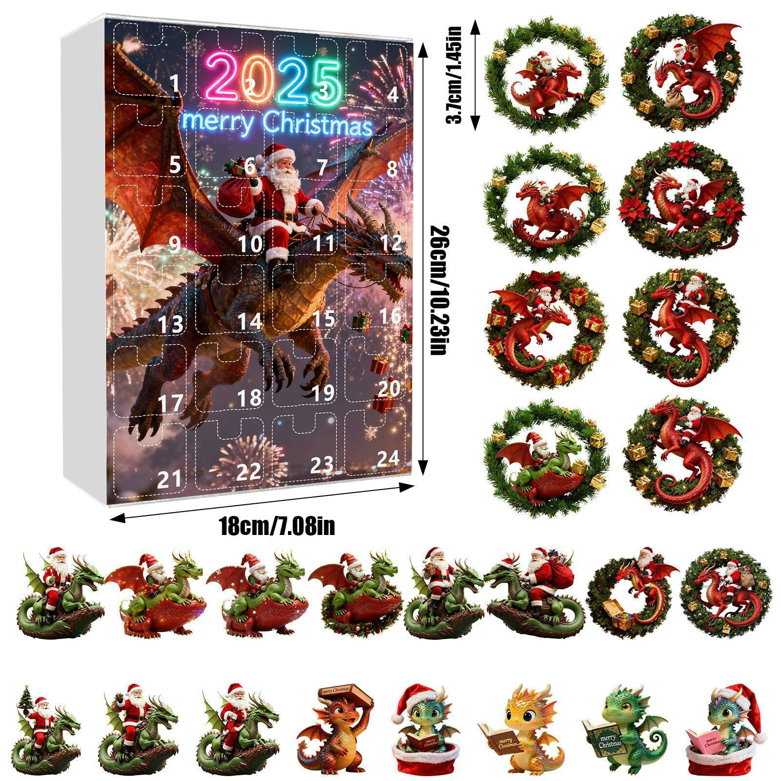 Santa Claus Advent Calendar, Flying Dragon Design With Daily Surprises ...