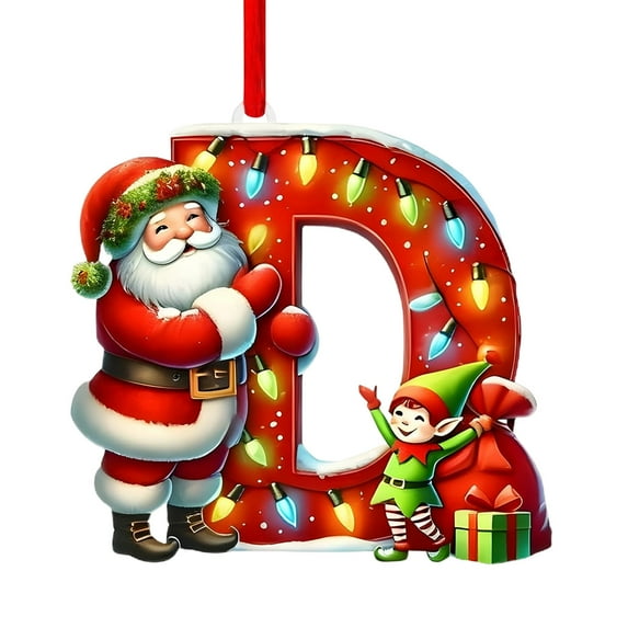 Santa Claus Alphabet Ornaments for Christmas Tree,Initial Santa Claus ...