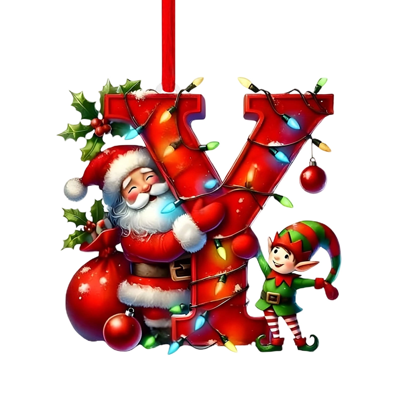 Santa Claus Alphabet Ornaments for Christmas Tree,Initial Santa Claus ...