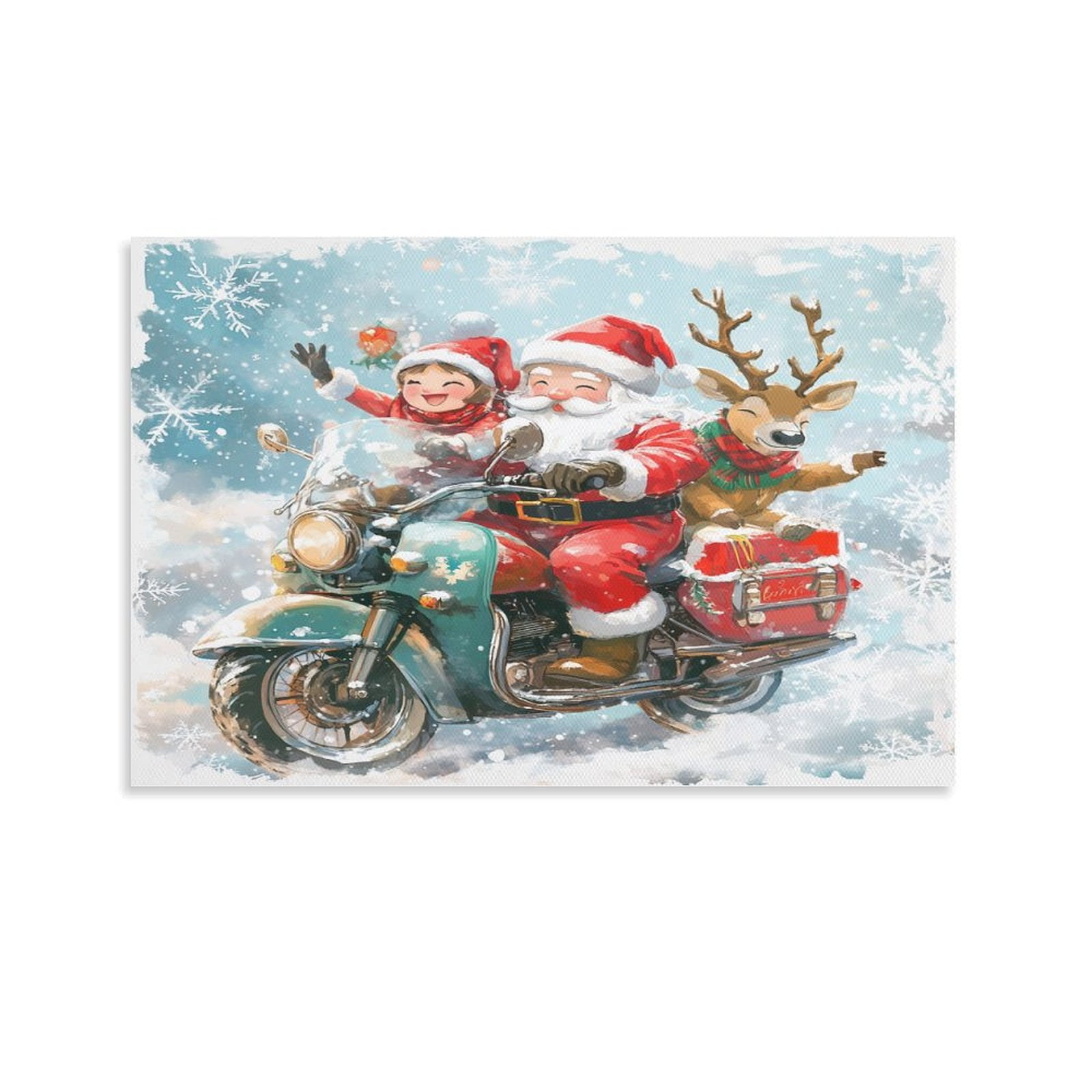 Santa Claus And Reindeer Riding Motorcycle Santa Claus on A Motorcycle ...