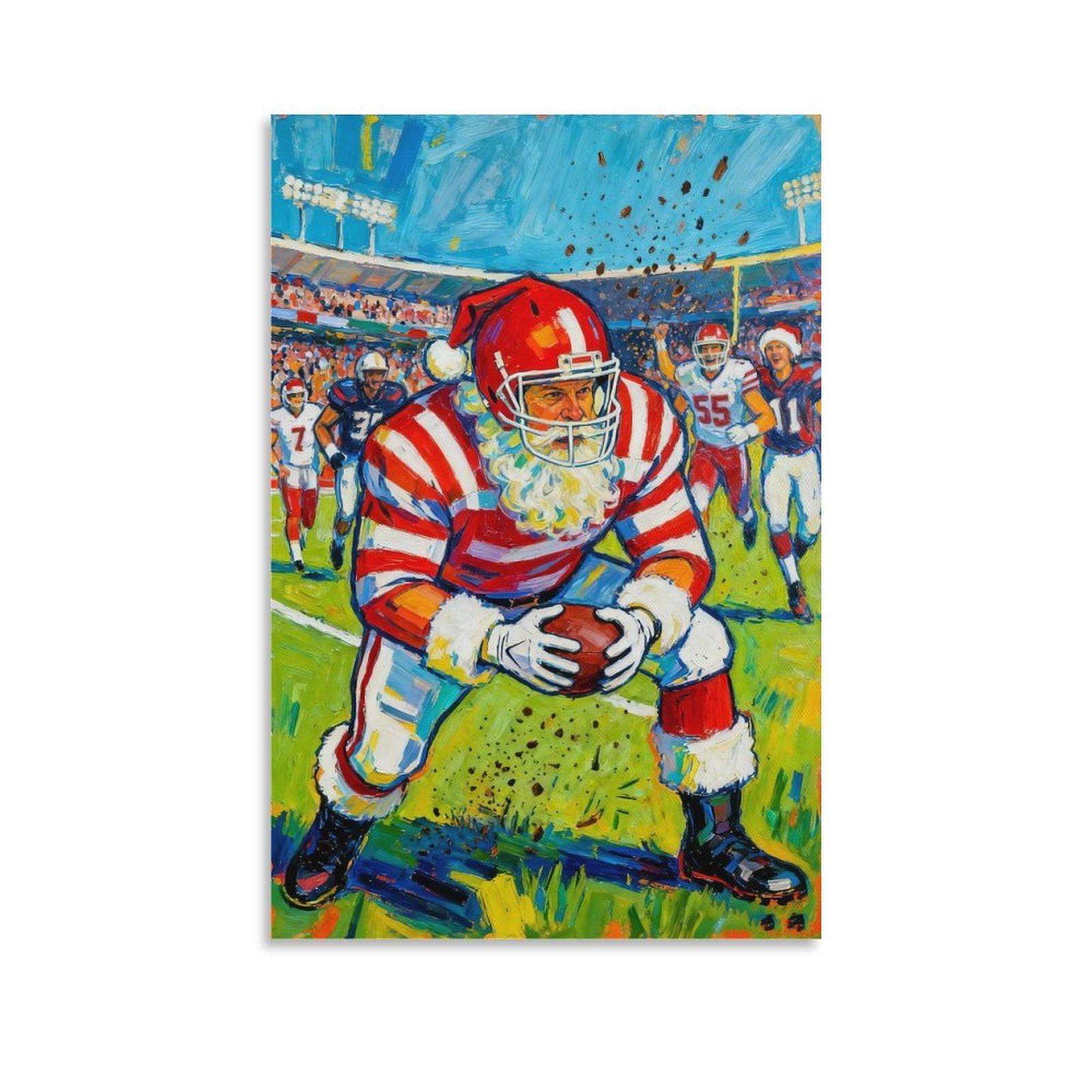 Santa Claus And Rugby Christmas Art Print Photo Art Painting Canvas ...