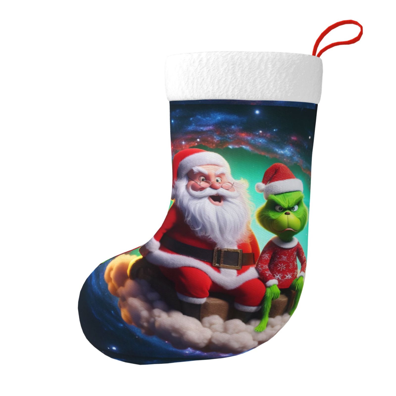 Santa Claus And The Grinch Christmas Stocking 18 Inch,Santa Claus And ...