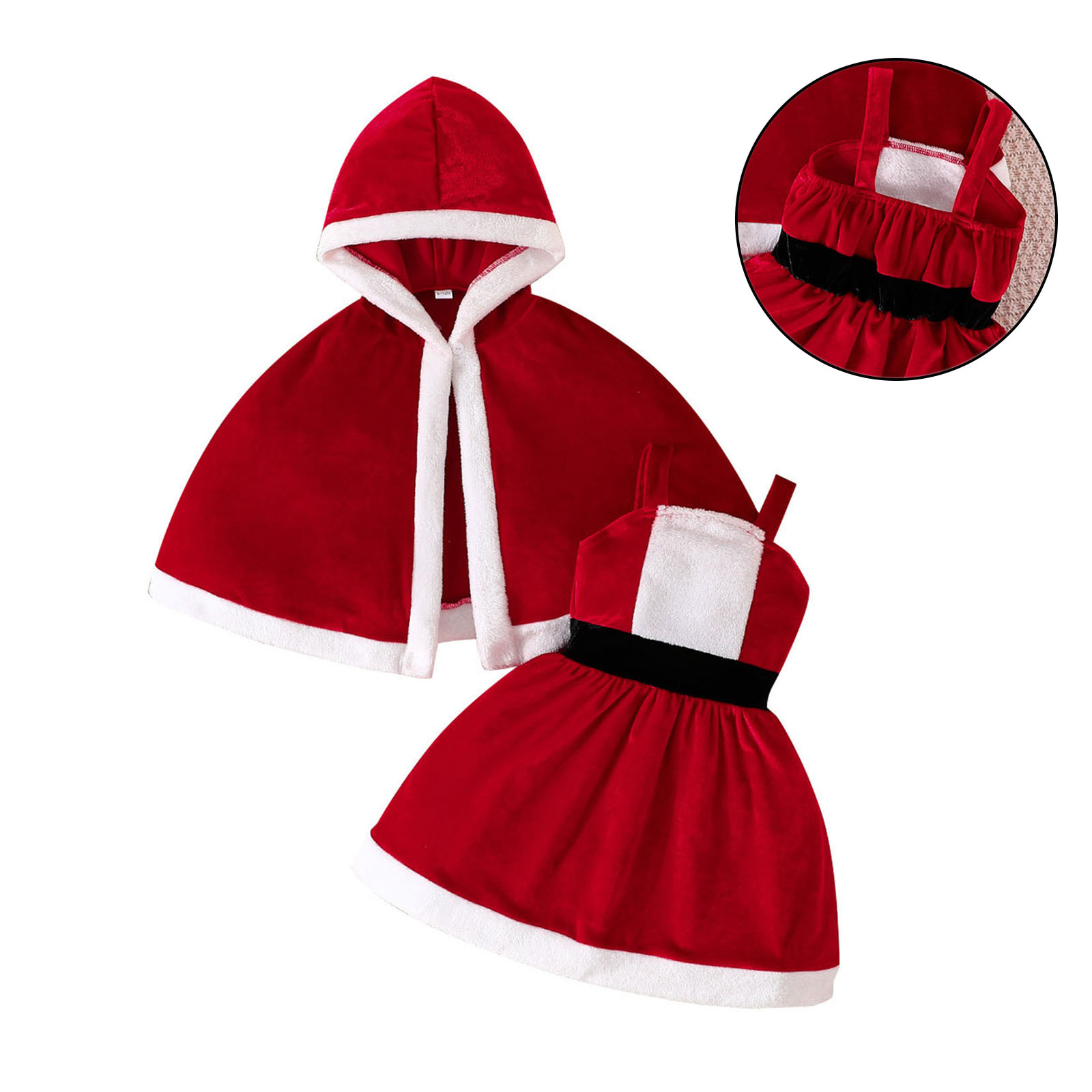 Santa Claus Baby Girl Outfit Sleeveless Cute Santa Dress and Cloak Set ...