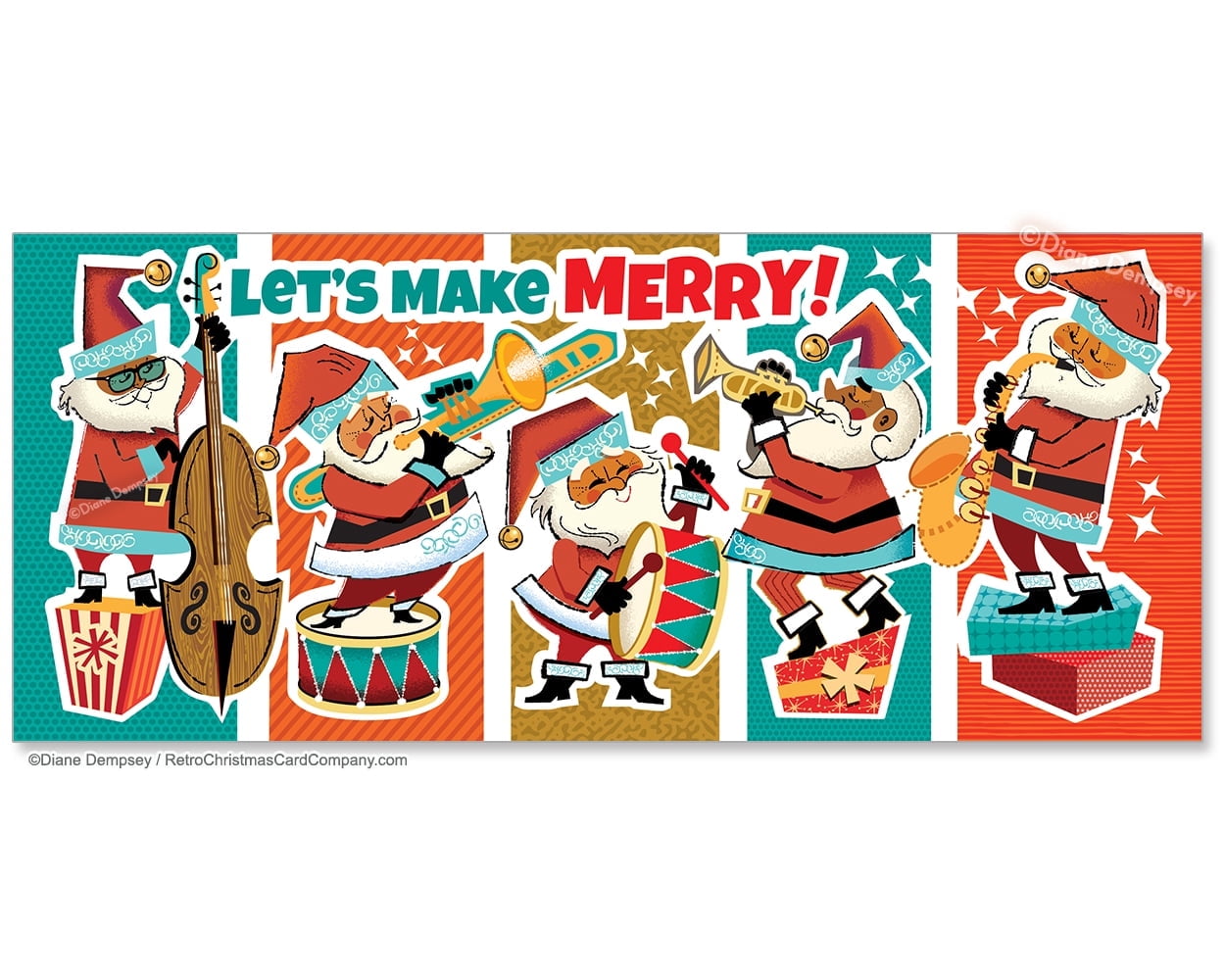 Santa Claus Band Christmas Cards | Jazz Music Christmas Card | Package ...