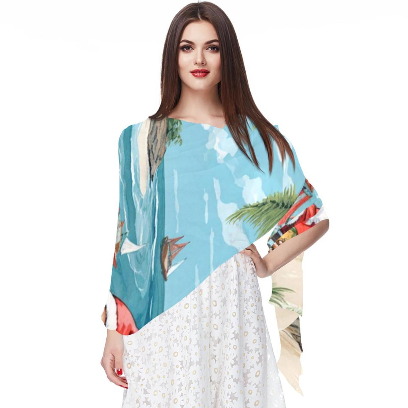 Santa Claus Beach Vacation Elegant Silk Scarf - Translucent Chiffon ...