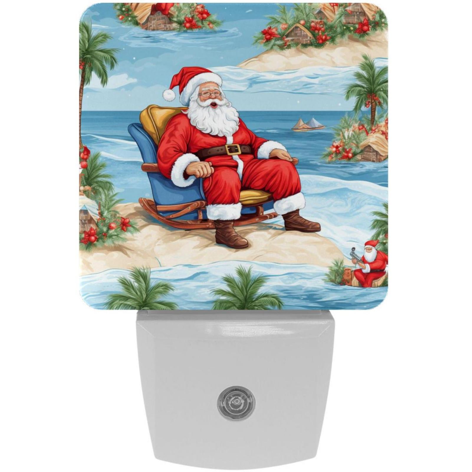 Santa Claus Beach Vacation LED Square Night Light - Energy Efficient ...