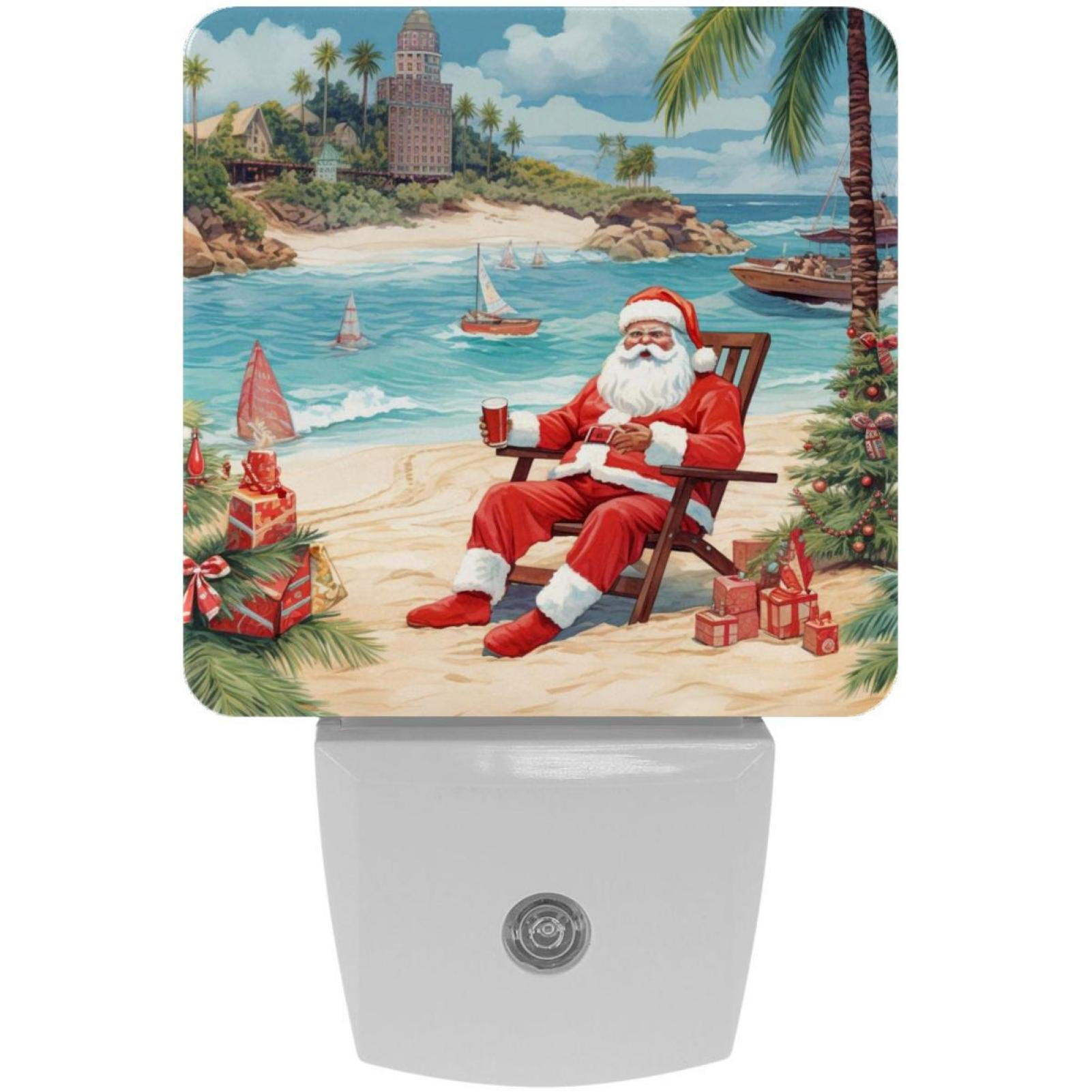 Santa Claus Beach Vacation LED Square Night Light - Small and Bright ...