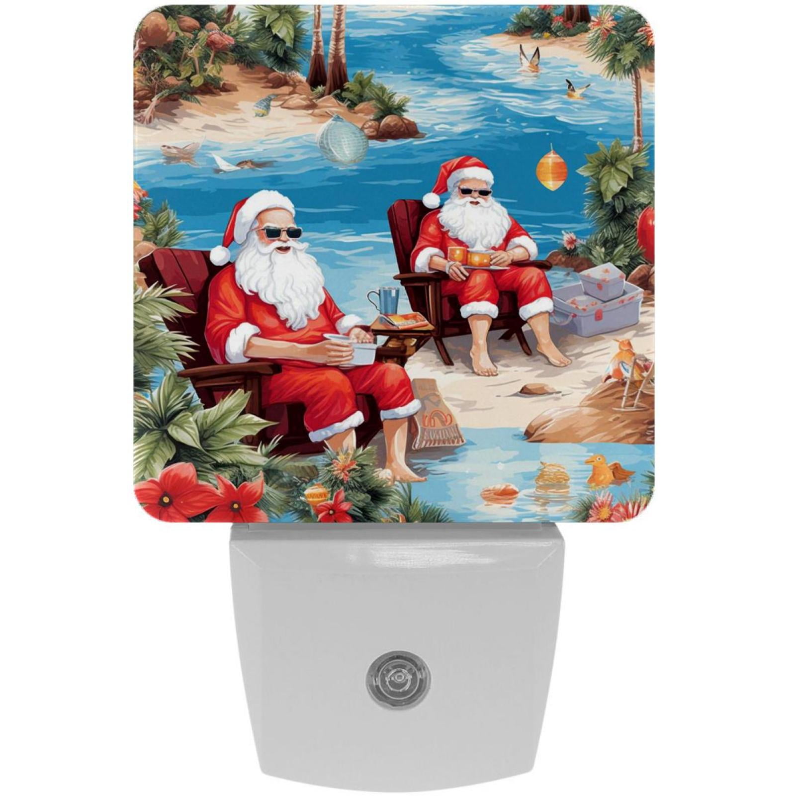 Santa Claus Beach Vacation LED Square Night Lights - Energy Efficient ...