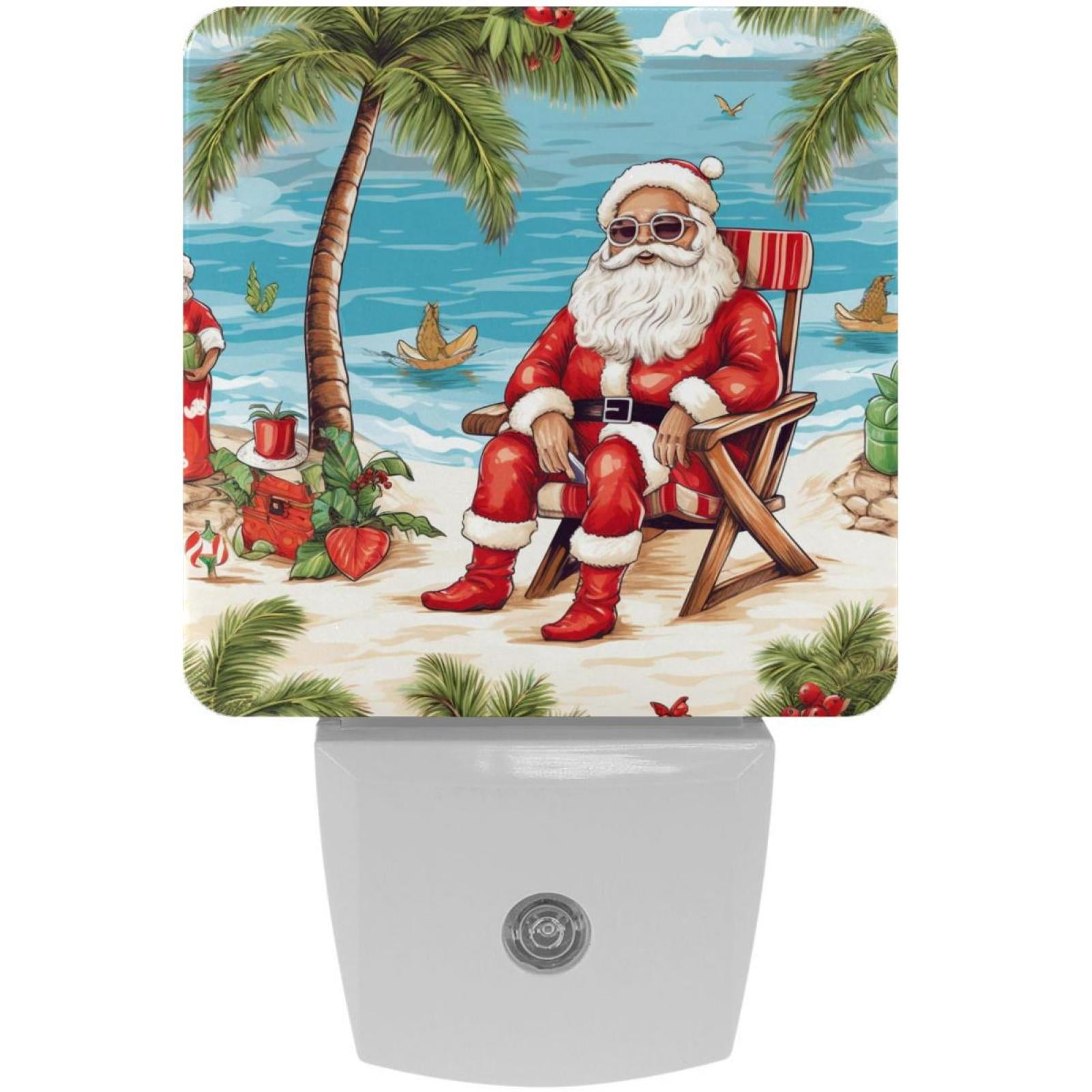 Santa Claus Beach Vacation LED Square Night Lights - Small and Stylish ...