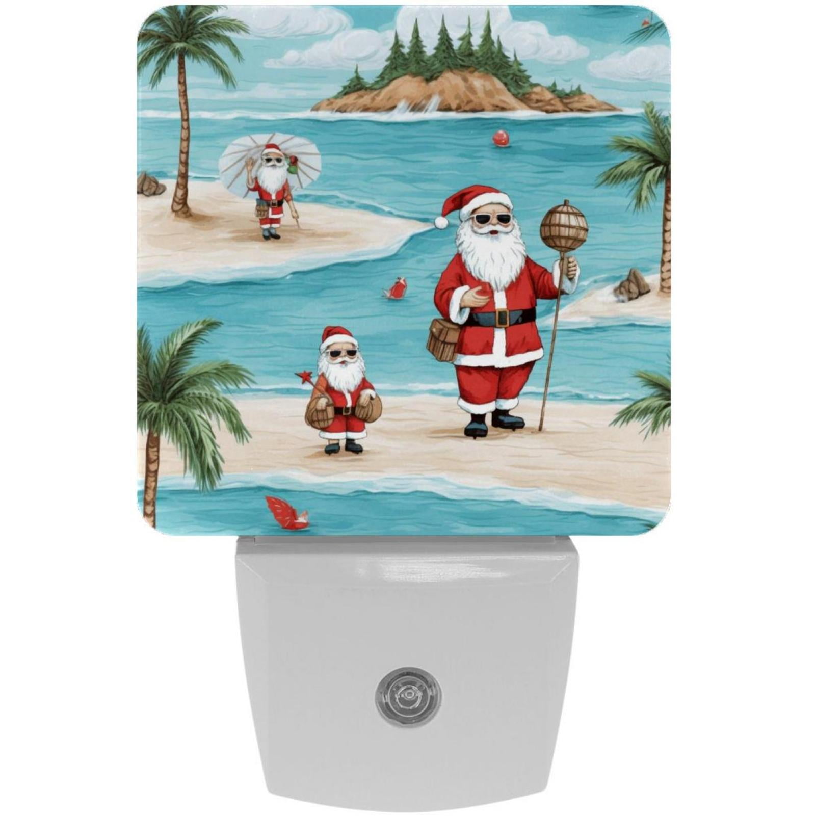 Santa Claus Beach Vacation LED Square Night Lights - Stylish and Energy ...