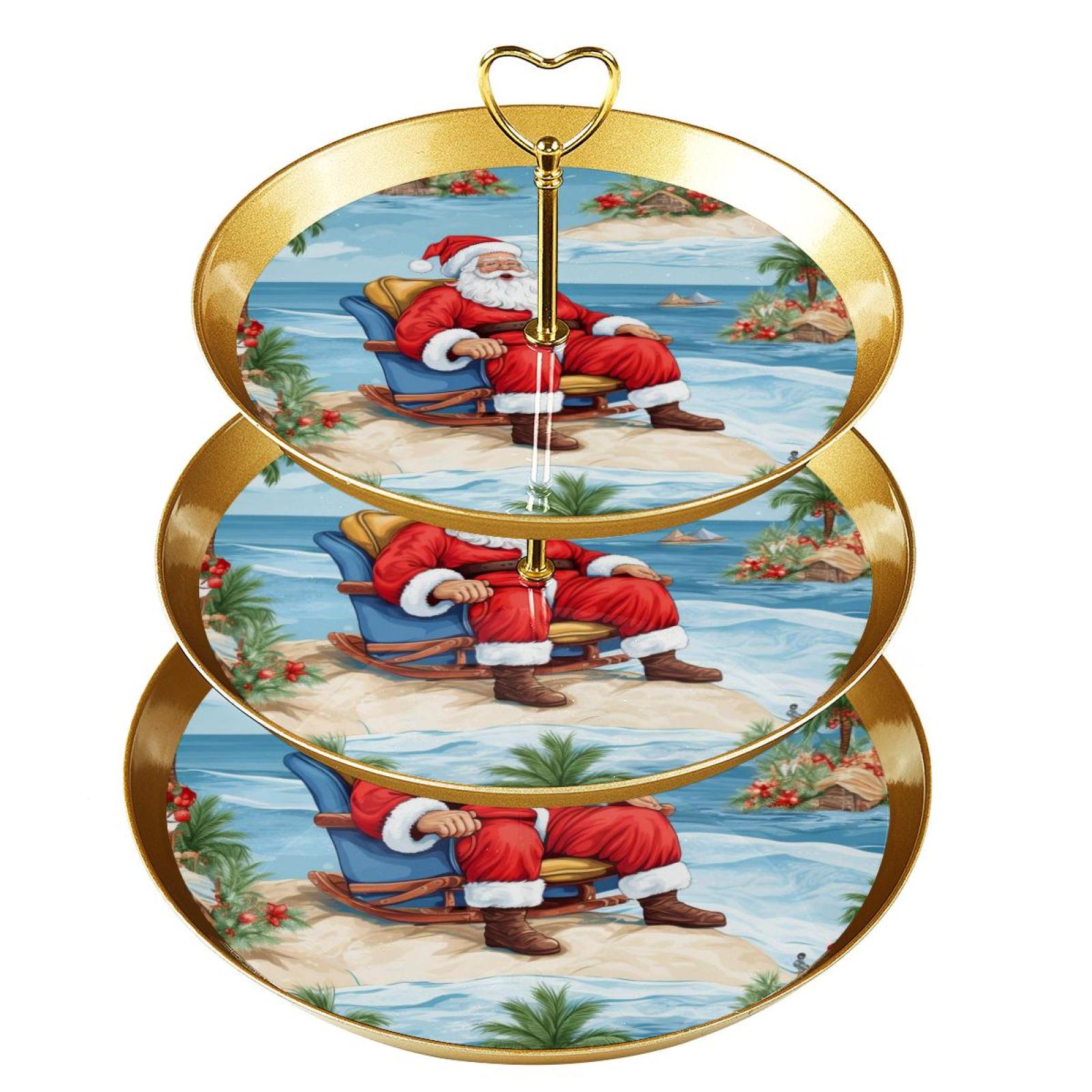 Santa Claus Beach Vacation Plastic Discs and Iron Pillar Dessert Table ...
