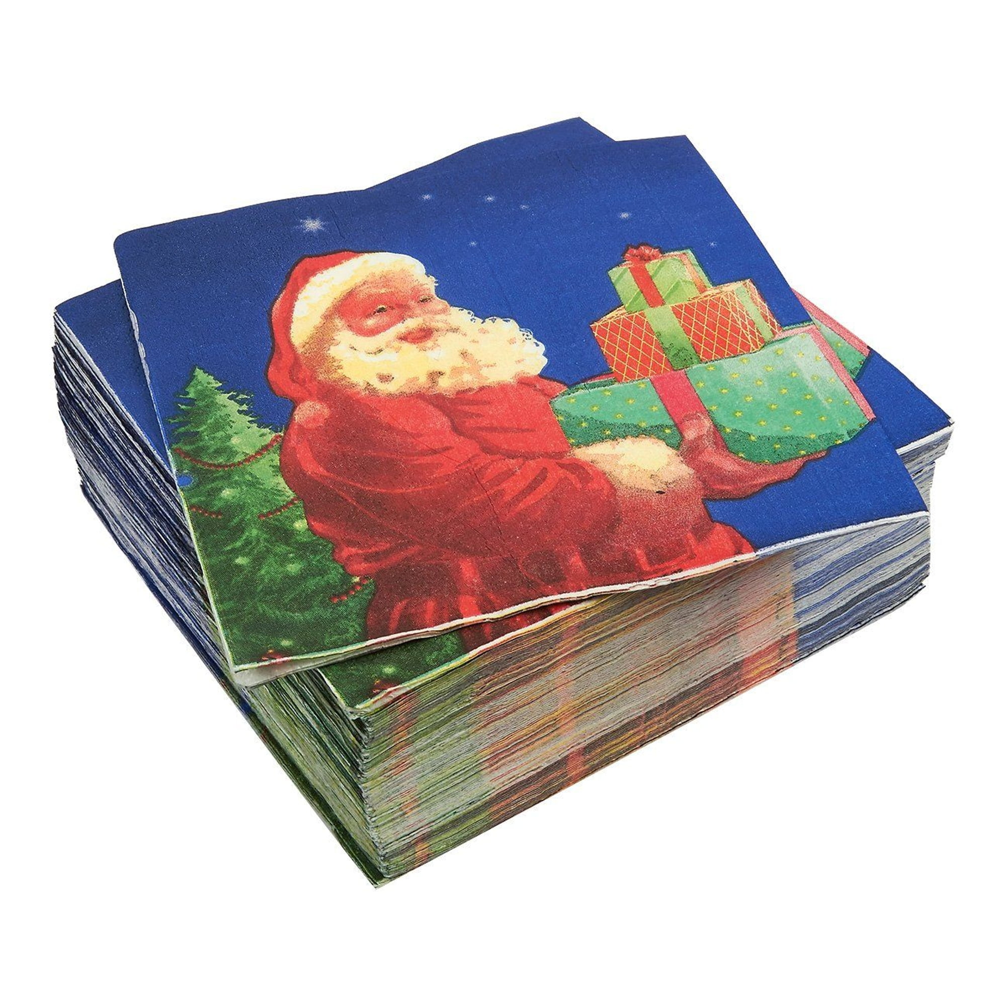 Santa Claus Blue Paper Napkins for Christmas Party (6.5 x 6.5 Inches ...
