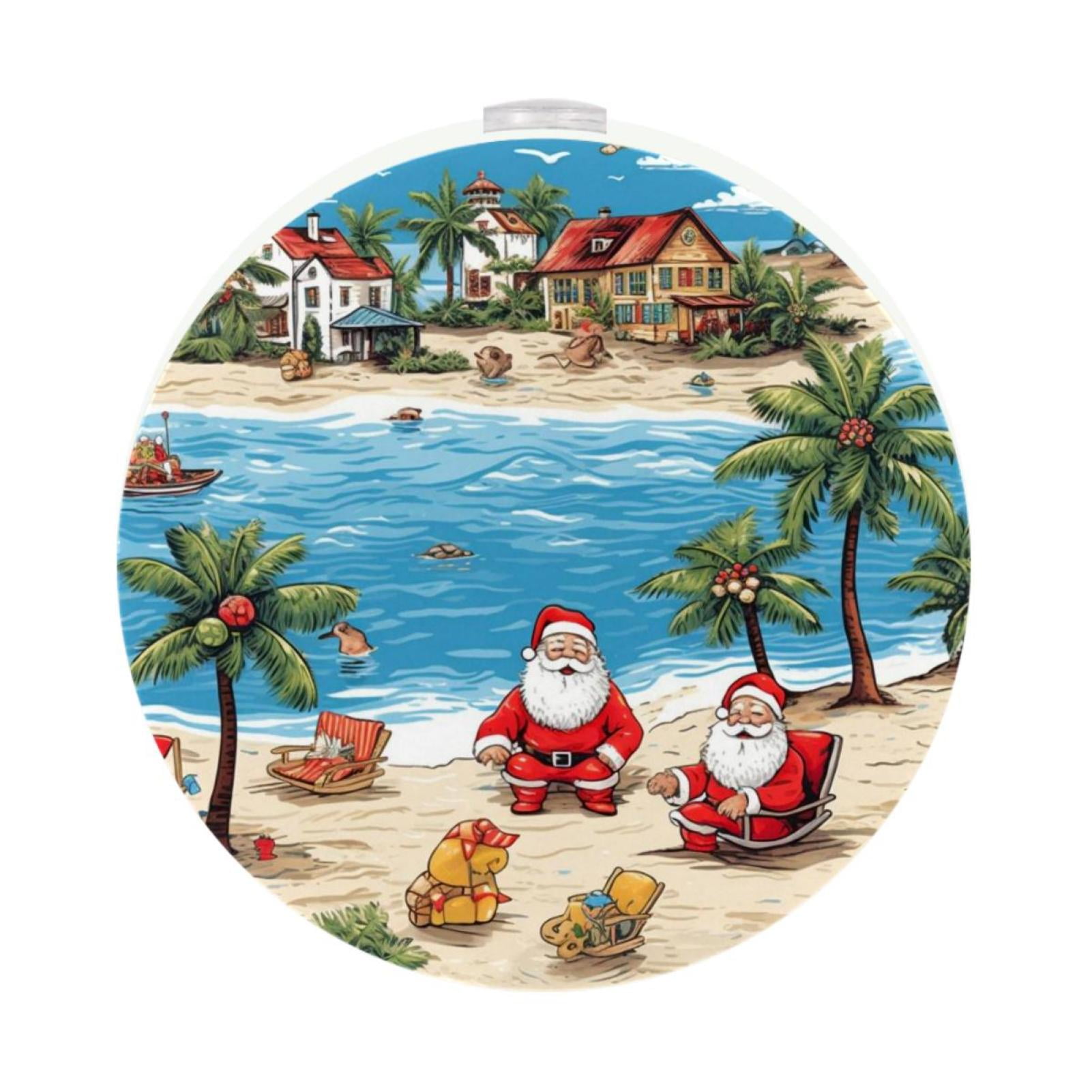 Santa Claus Bright and Compact LED Round Night Light - Set of 2, Energy ...