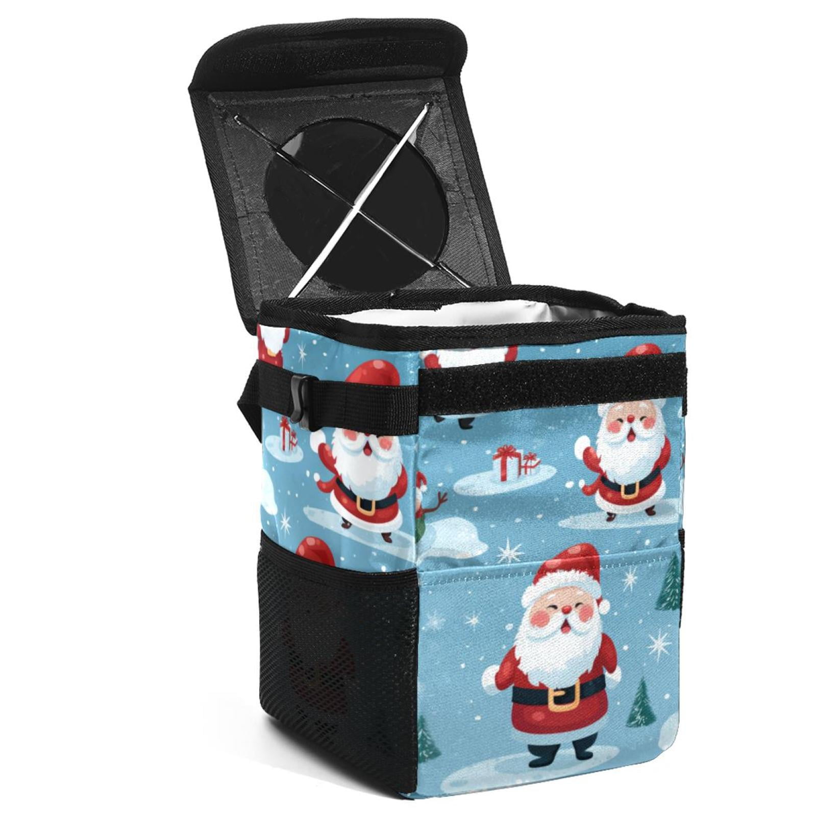 Santa Claus Car Trash Can with Foldable Lid, Leak-proof and Hanging ...