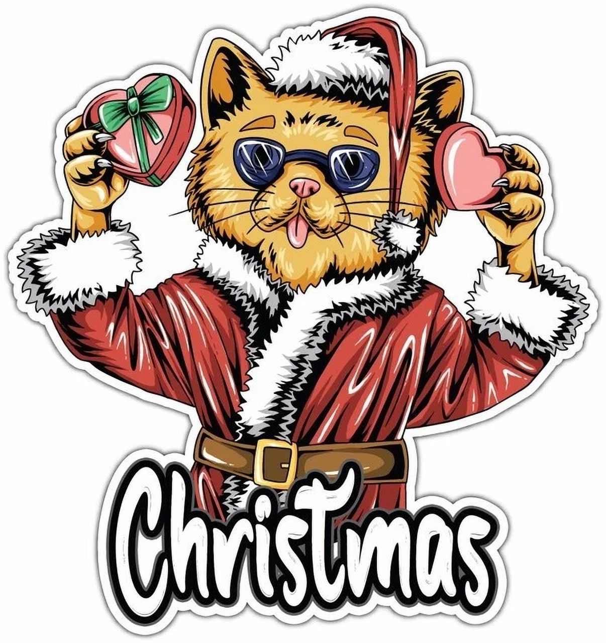 Santa Claus Cat Merry Christmas Xmas Car Window Stickerphone Decal ...