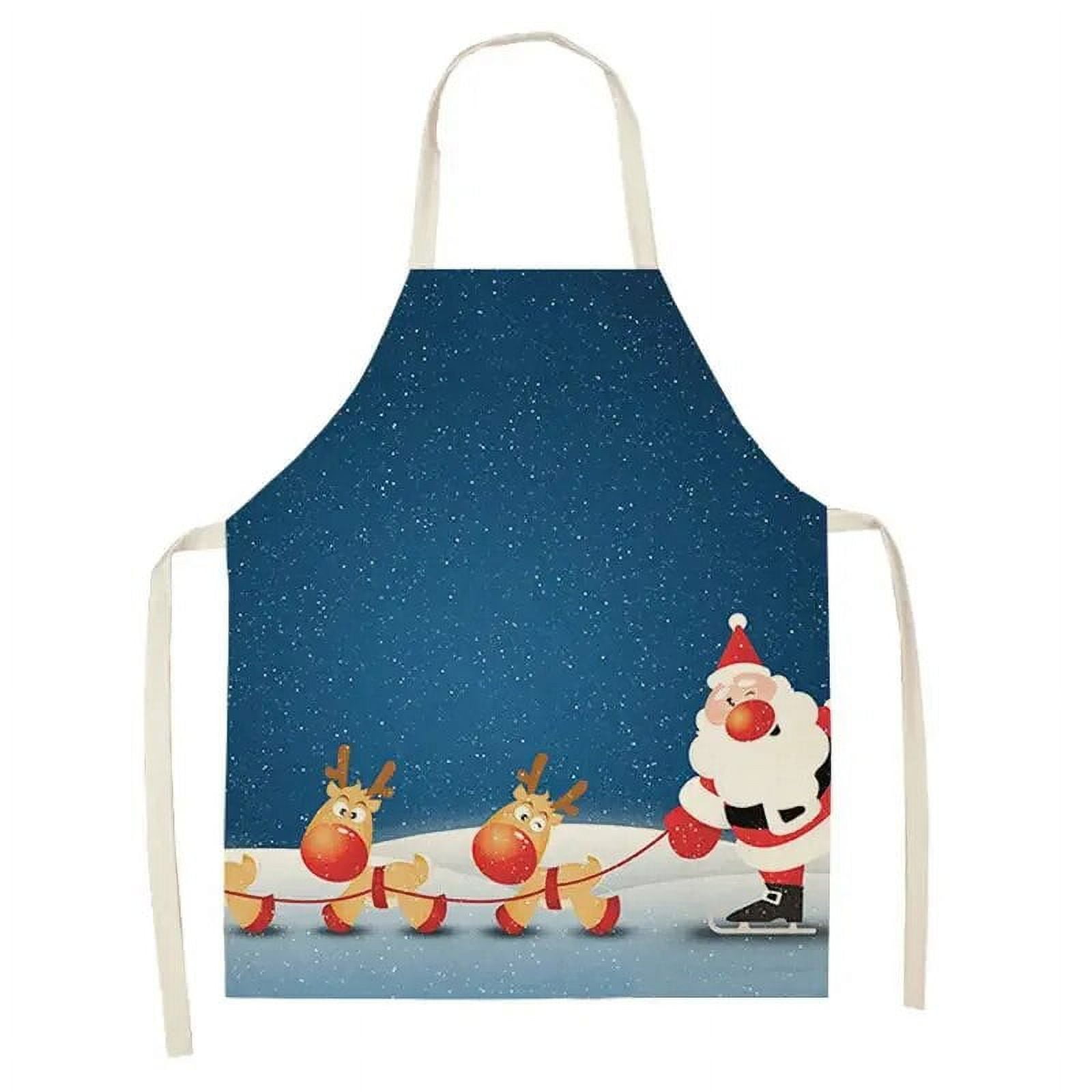 Santa Claus Christmas Chef Apron for Woman Pinafore Cotton Linen Aprons ...