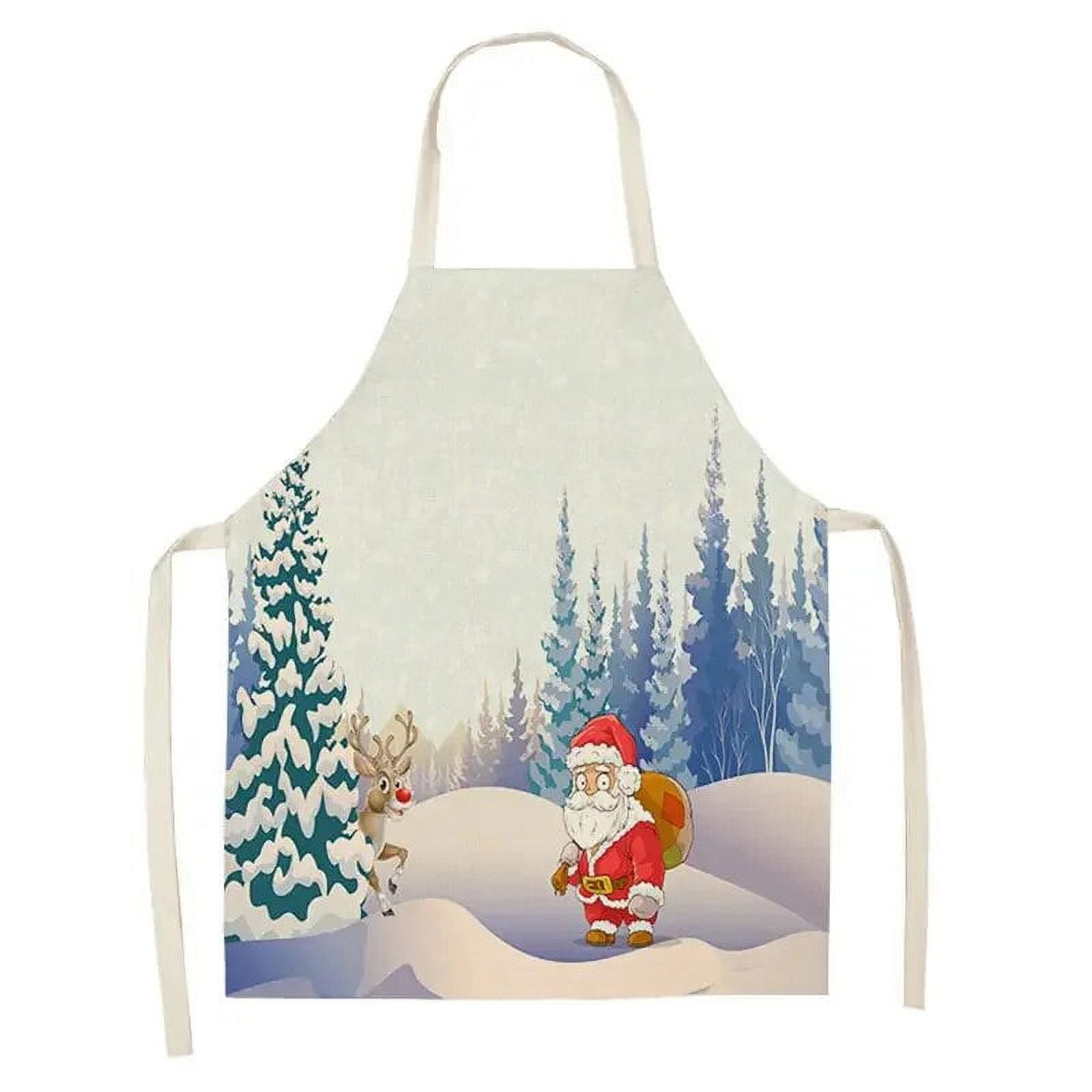 Santa Claus Christmas Chef Apron for Woman Pinafore Cotton Linen Aprons ...