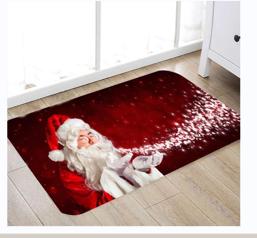 Santa Claus Christmas Doormat Floor Mats Machine Washable Soft & Thicky ...