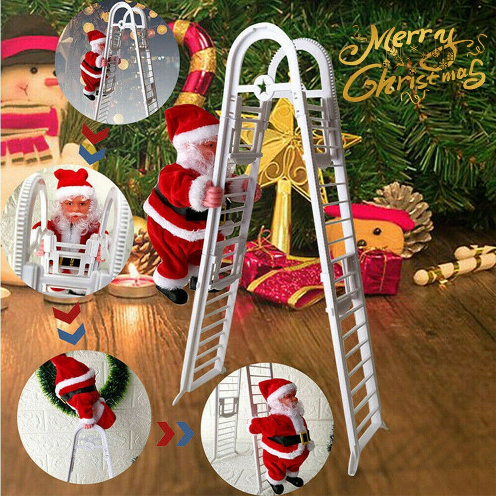 Santa Claus Climbing Ladder, Electric Christmas Climber Santa Plush ...