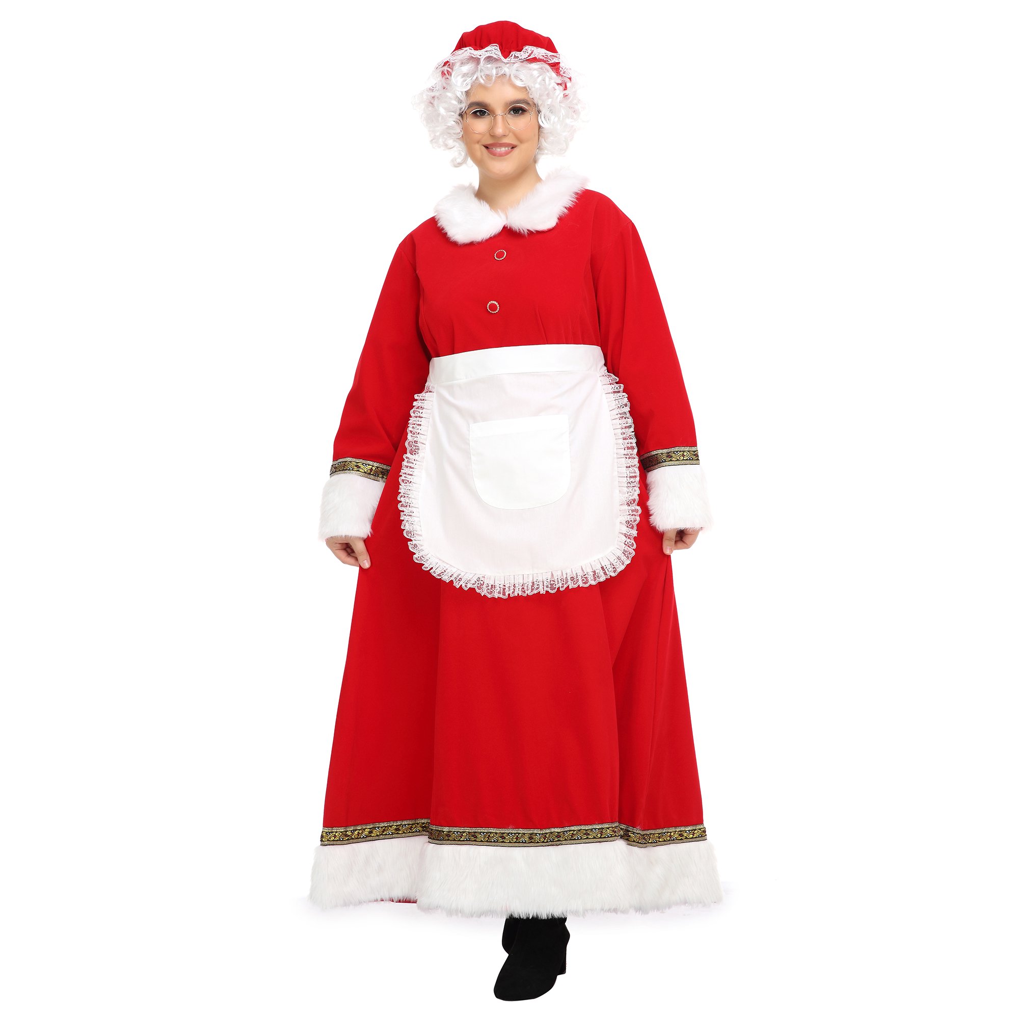 Santa Claus Costume Mrs Claus Costume Red Christmas Dress And Hat Santa Claus Costume Mrs Claus Costume Red Christmas Dress And Hat