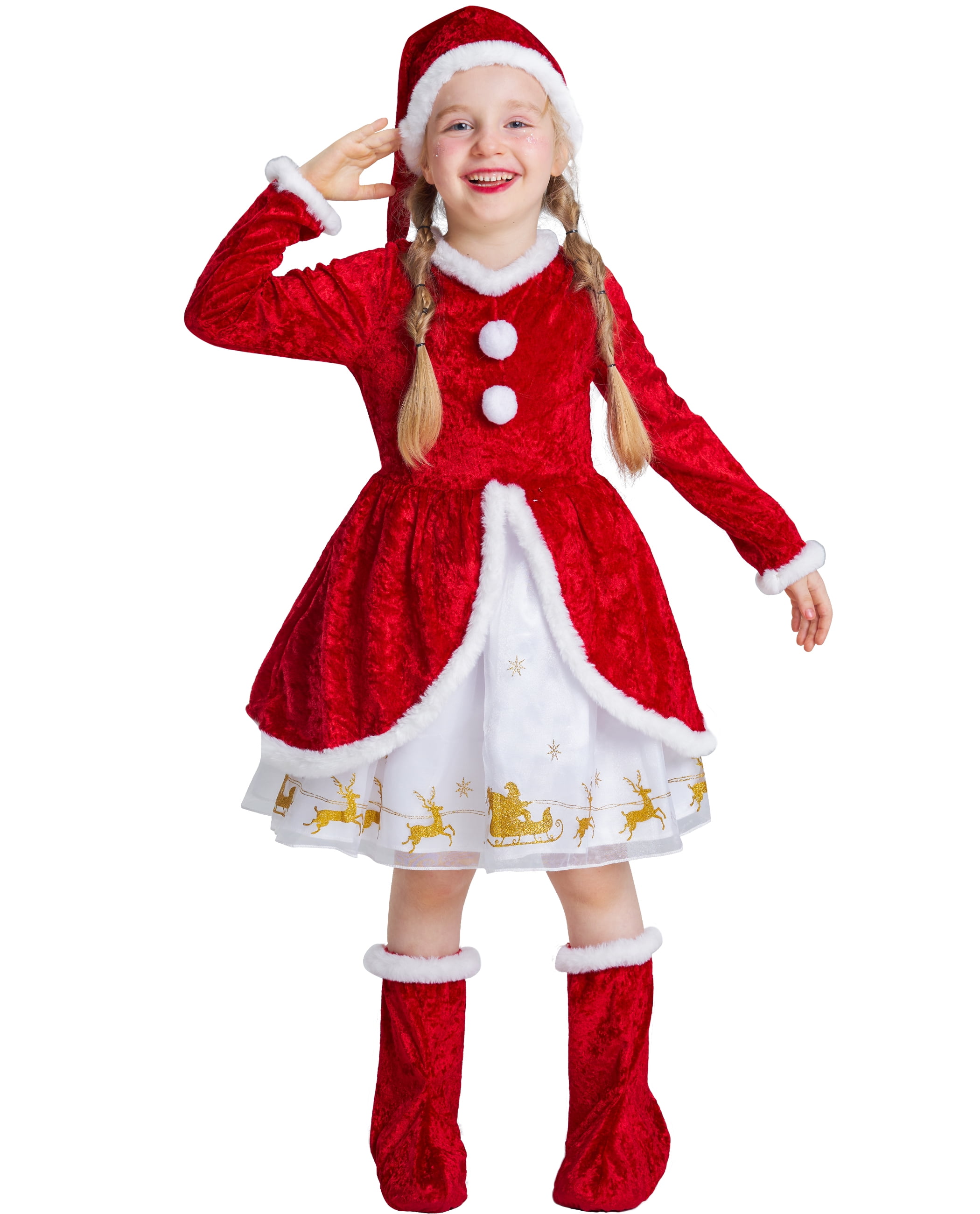 Youth Girls Mrs. Santa Claus Character Costume, Christmas Fancy Dress ...