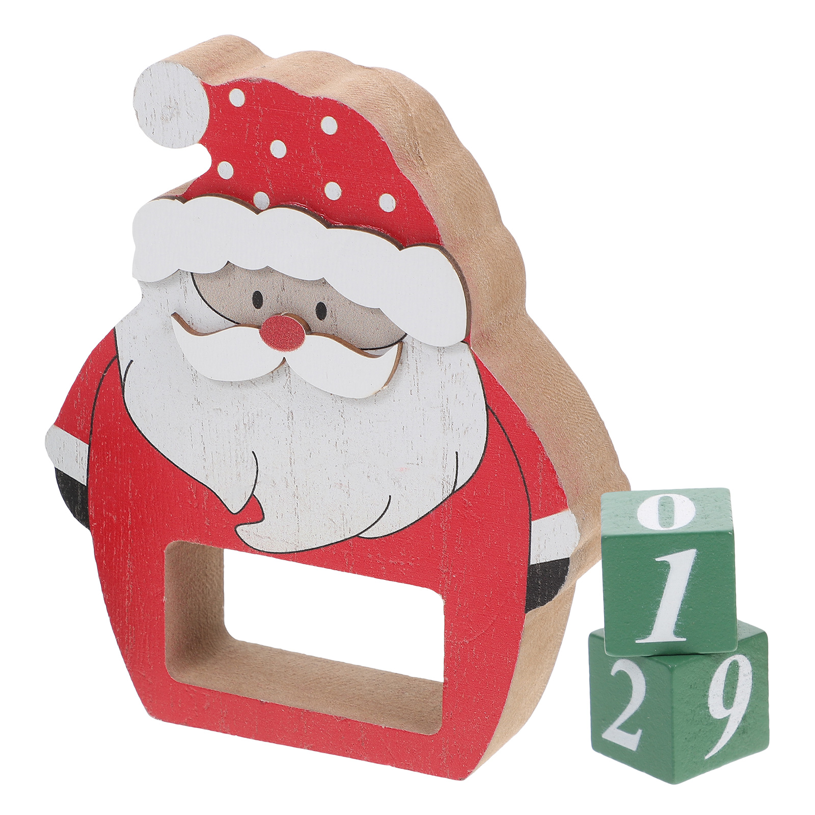 GOOHOCHY Wooden Santa Claus Countdown Calendar Blocks for Home Use Red ...