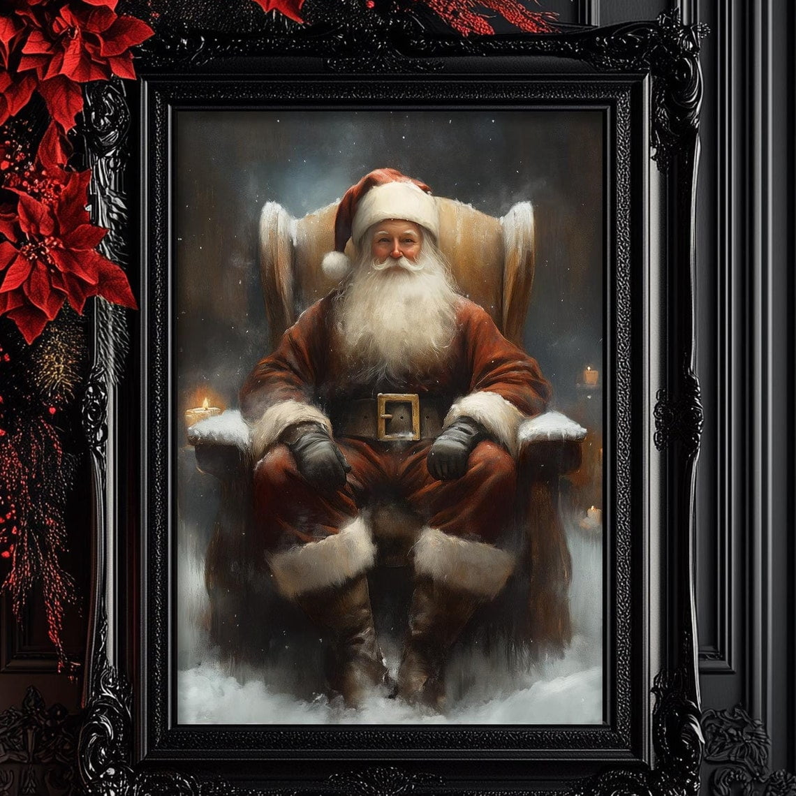 Santa Claus Dark Academia Print, Vintage Wall Art, Moody Oil Painting ...