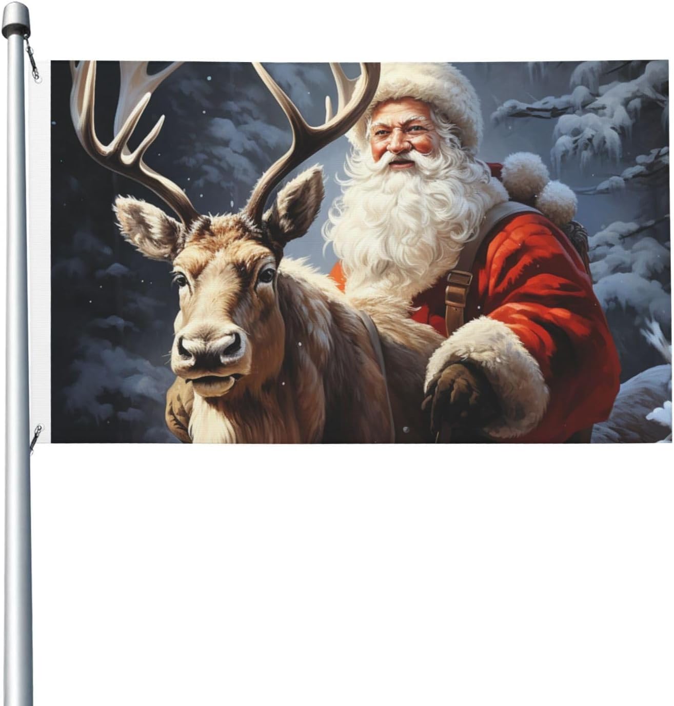 Santa Claus and Deer Elk Flag 3x5 ft Flags for Outside Funny Banner ...
