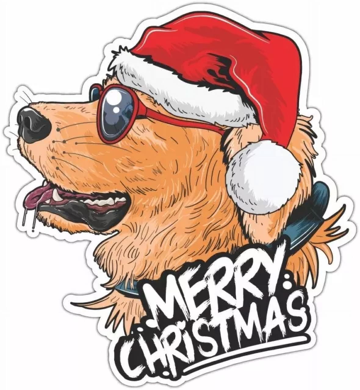 Santa Claus Dog Puppy Cute Golden Retriever Car Stickerphone Decal ...