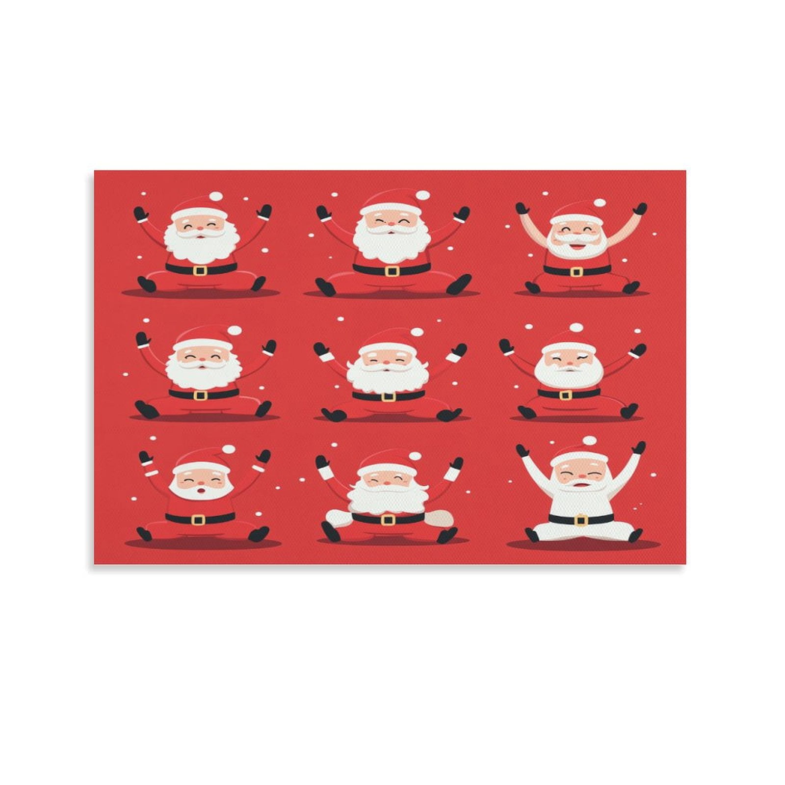 Santa Claus Doing Yoga Poses Canvas Wall Art for Bedroom Funny Santa ...