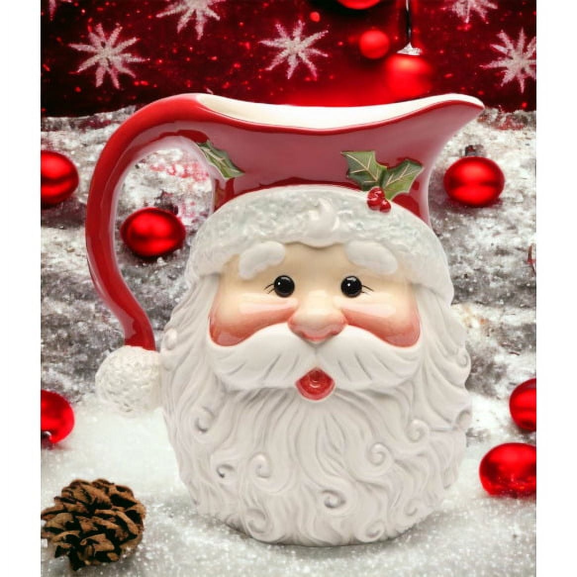 Santa Claus Ceramic Drink Pitcher, Christmas Home & Kitchen Decor ...